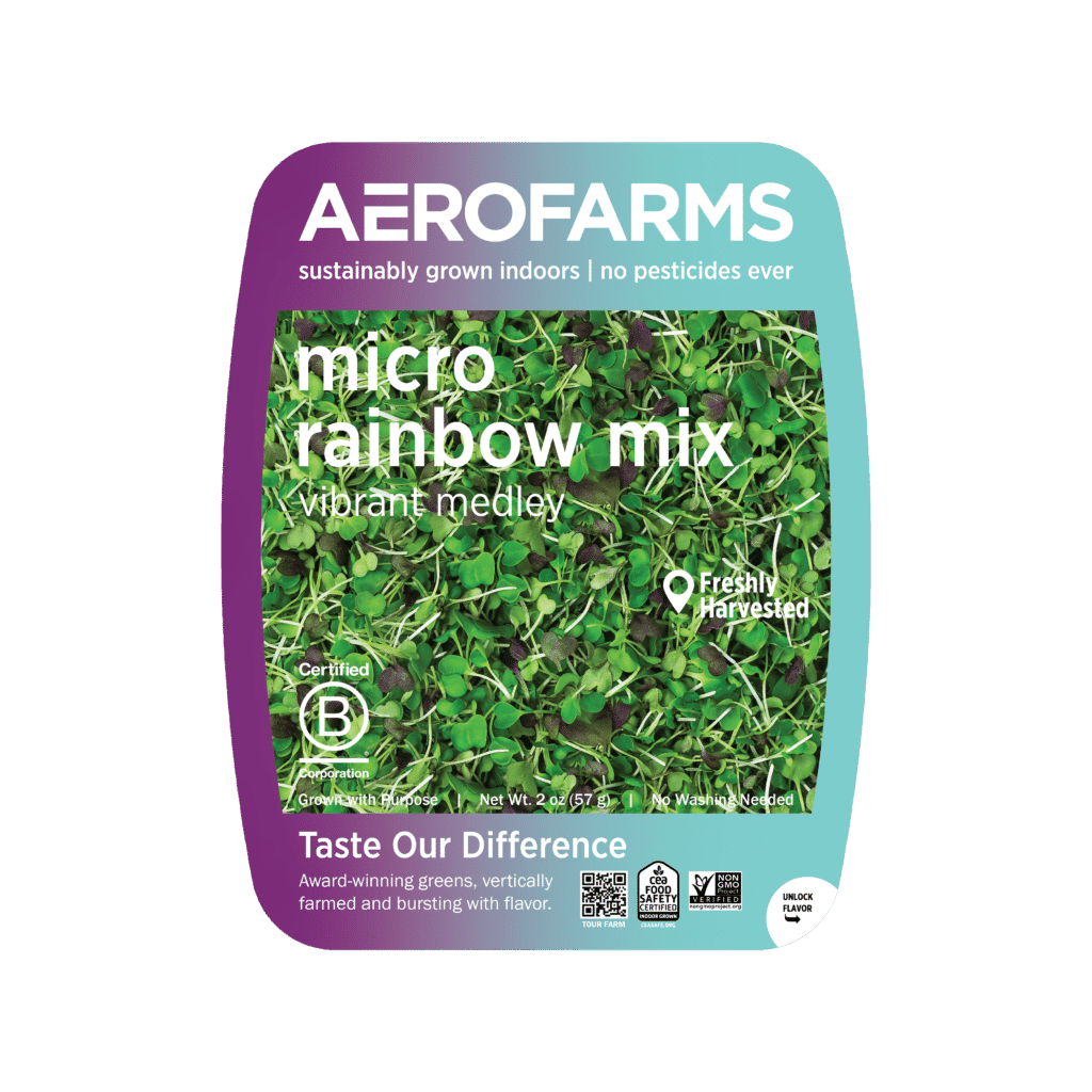 Vertically farmed micro rainbow mix with elevated flavor from AeroFarms